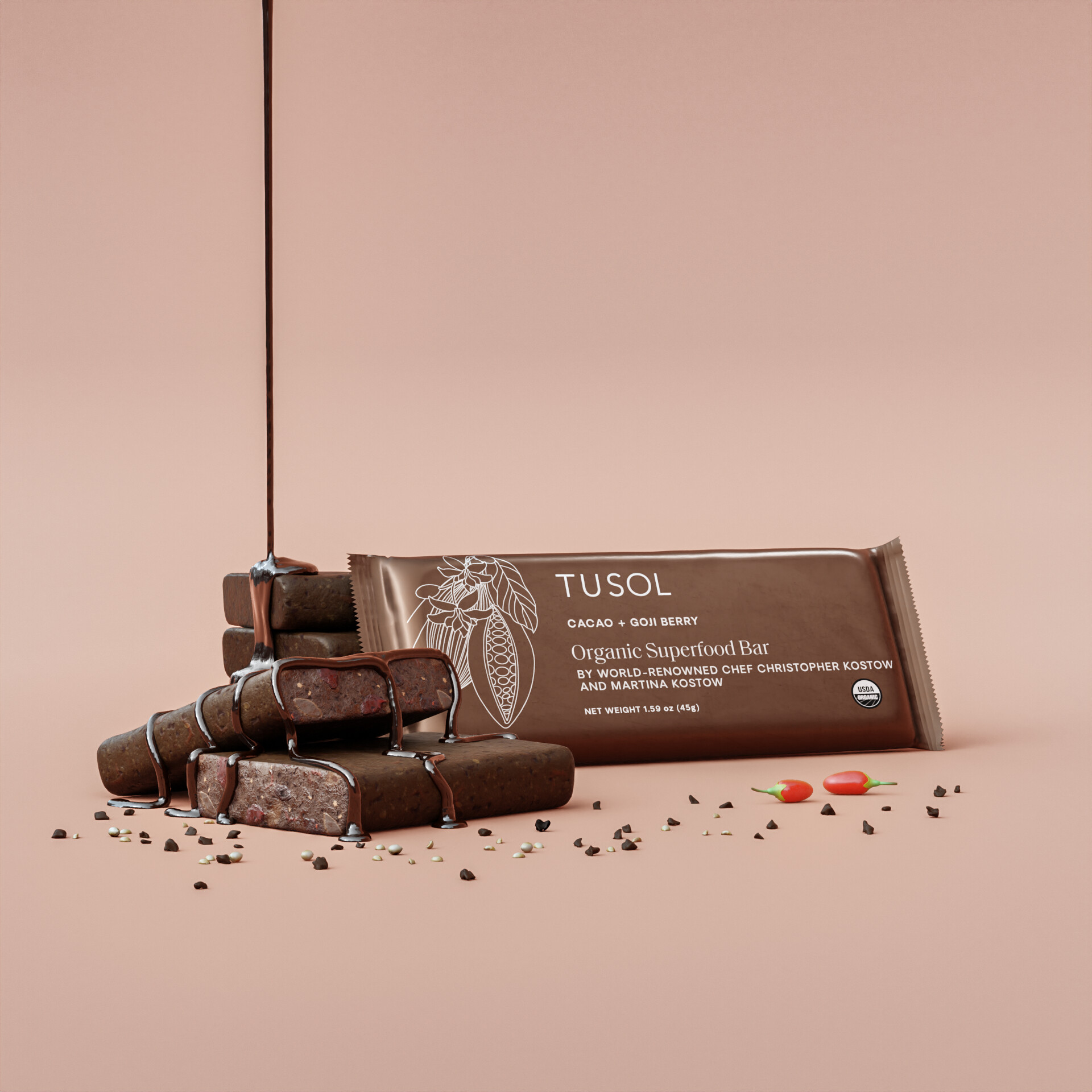 Kiwi Games - TUSOL Wellness protein bar renders