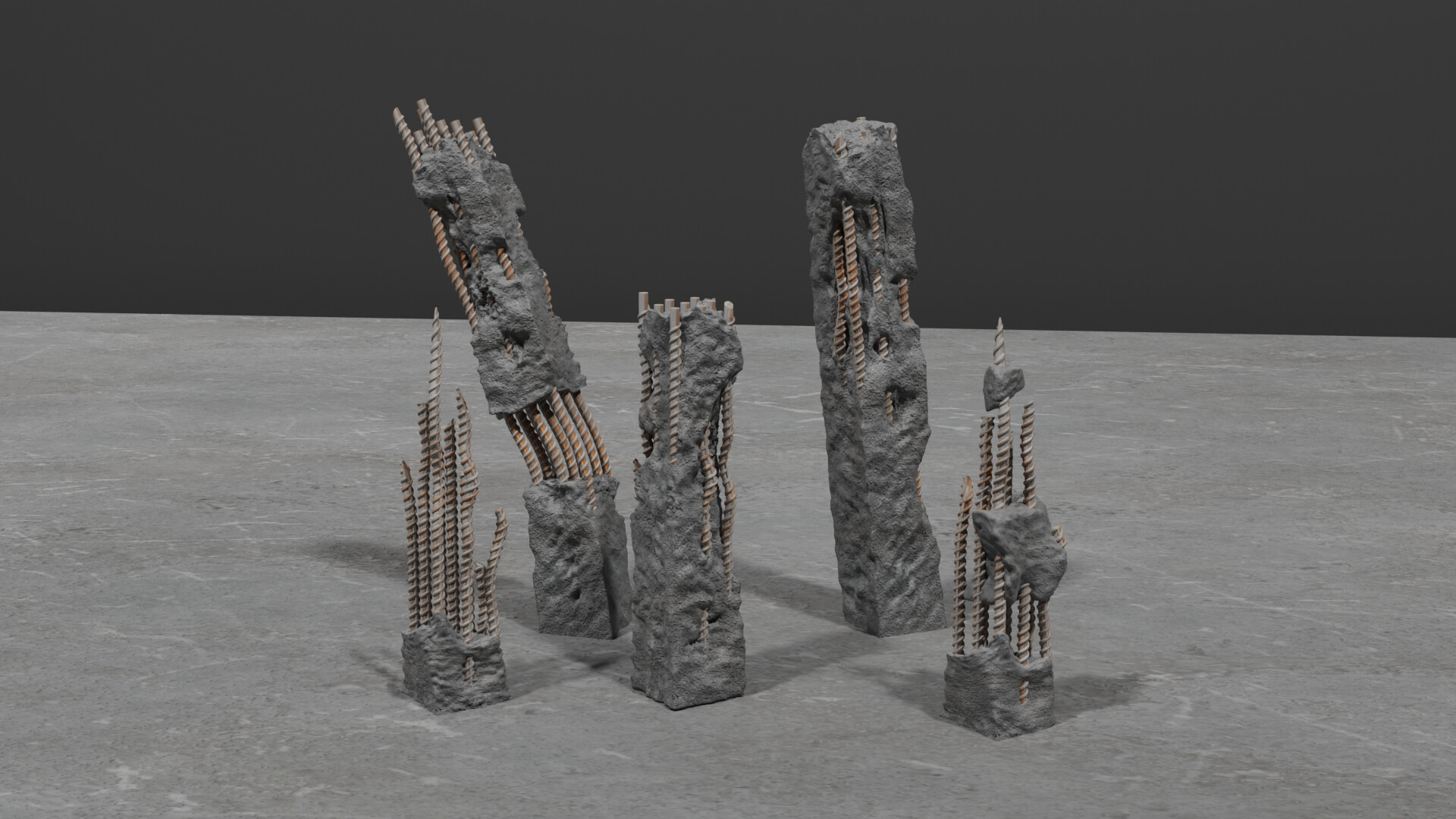 ArtStation - Damaged concrete reinforced pillars