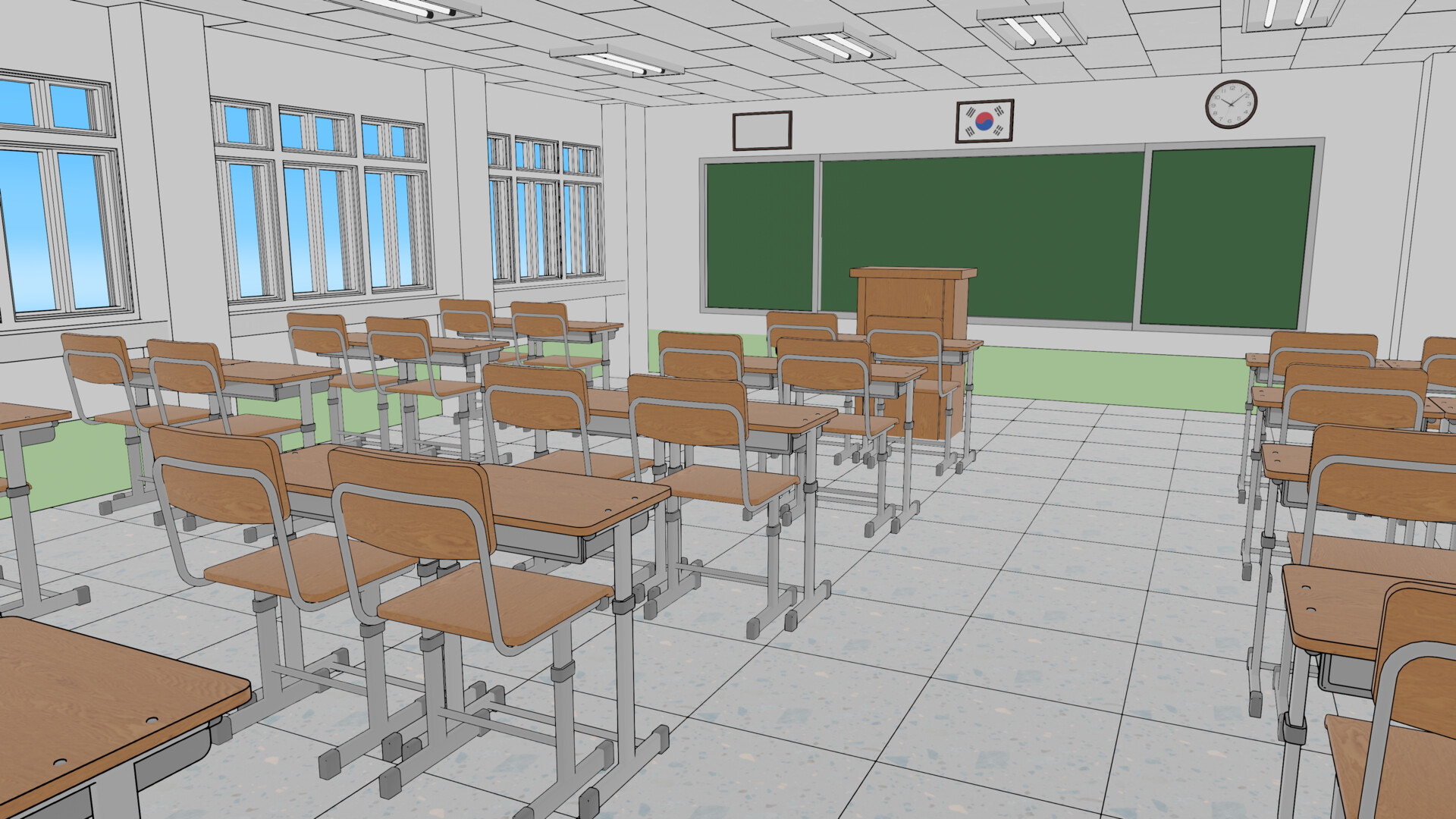 ArtStation - classroom line art