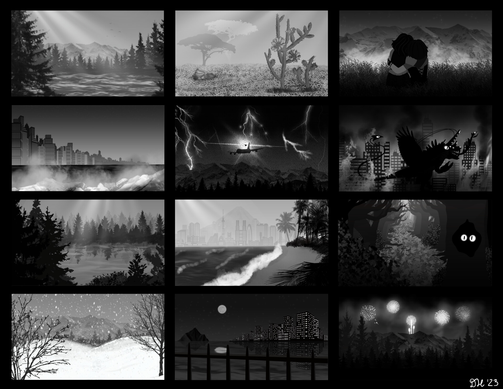 ArtStation - Grayscale Compositions