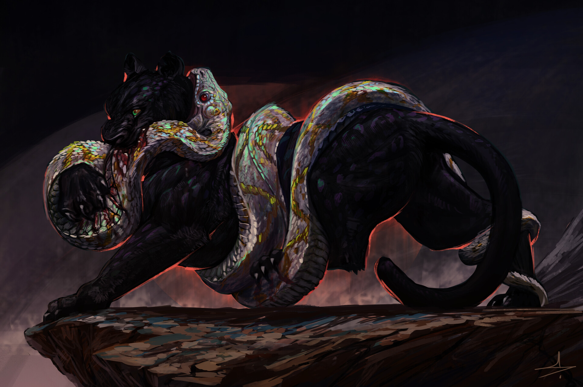 ArtStation - Panther and Snake