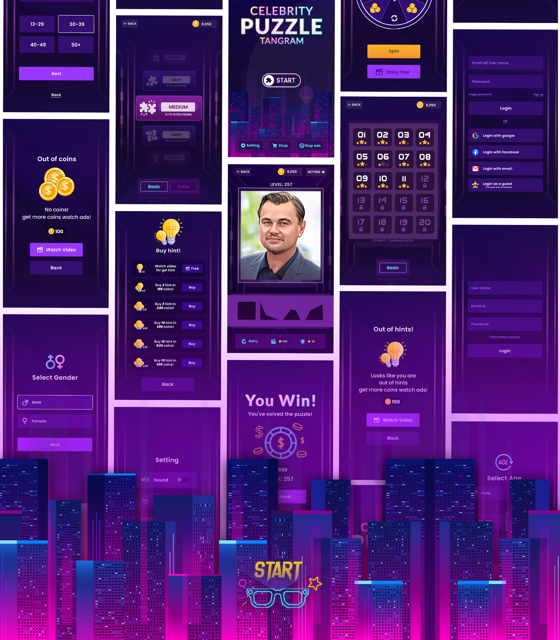 Amit Ramani - Celebrity Tangram Puzzle Neon Theme