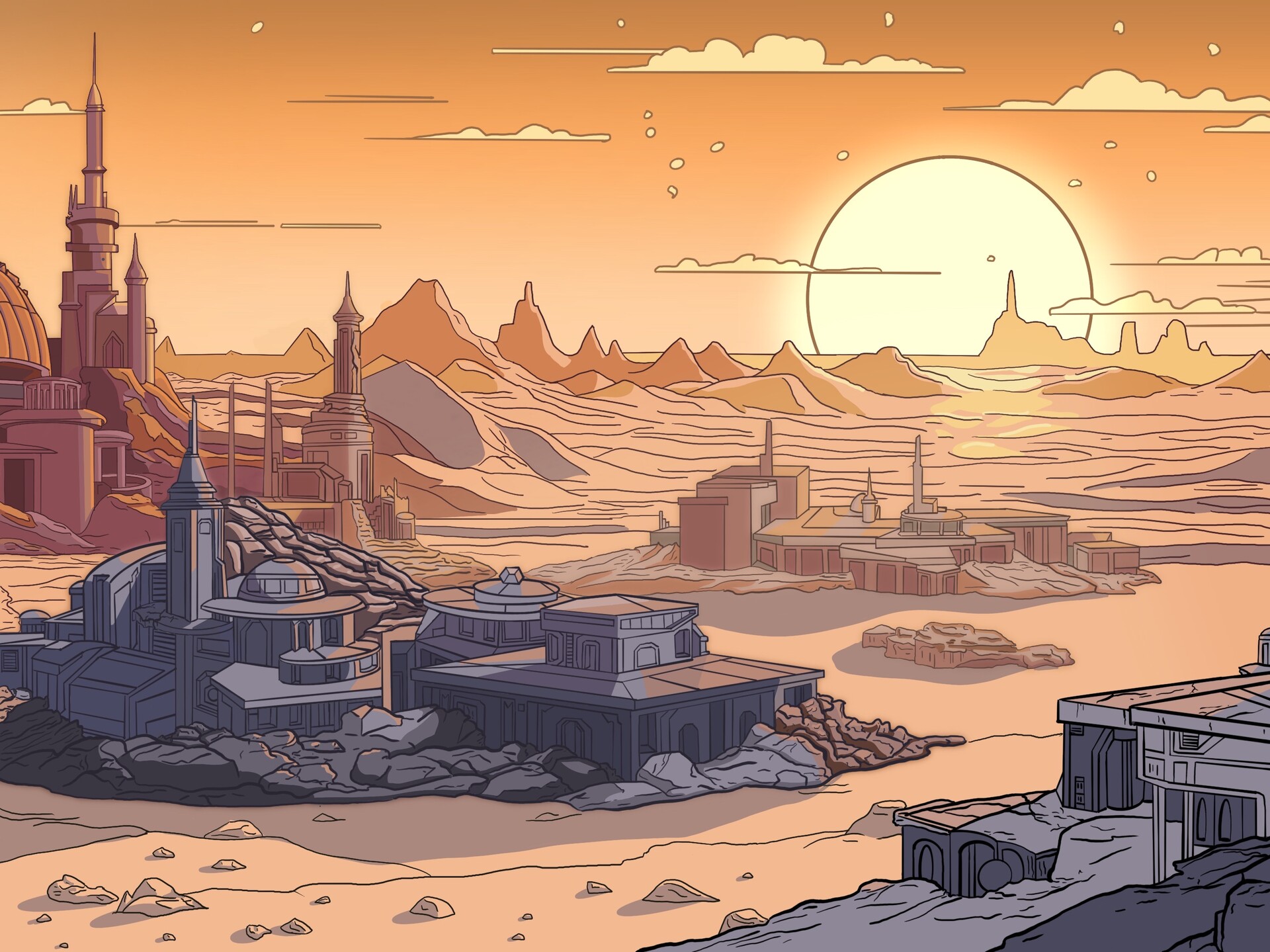 ArtStation - sunset on a distant planet