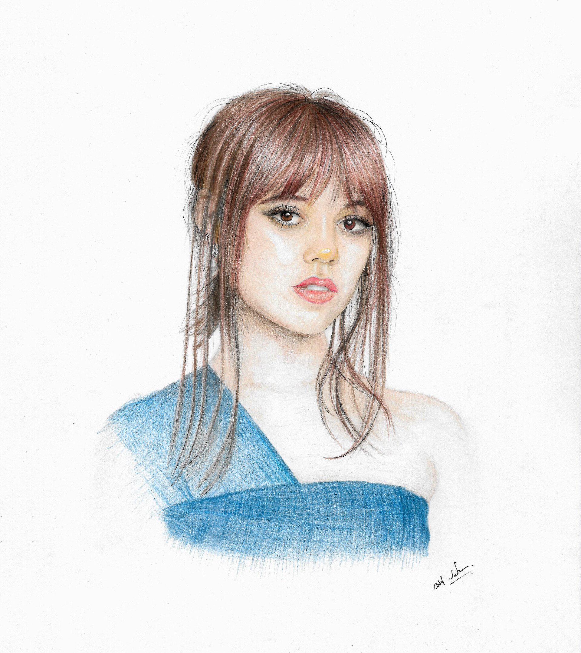 ArtStation - Jenna Ortega Fan Art Original Color Pencil Portrait Hand ...