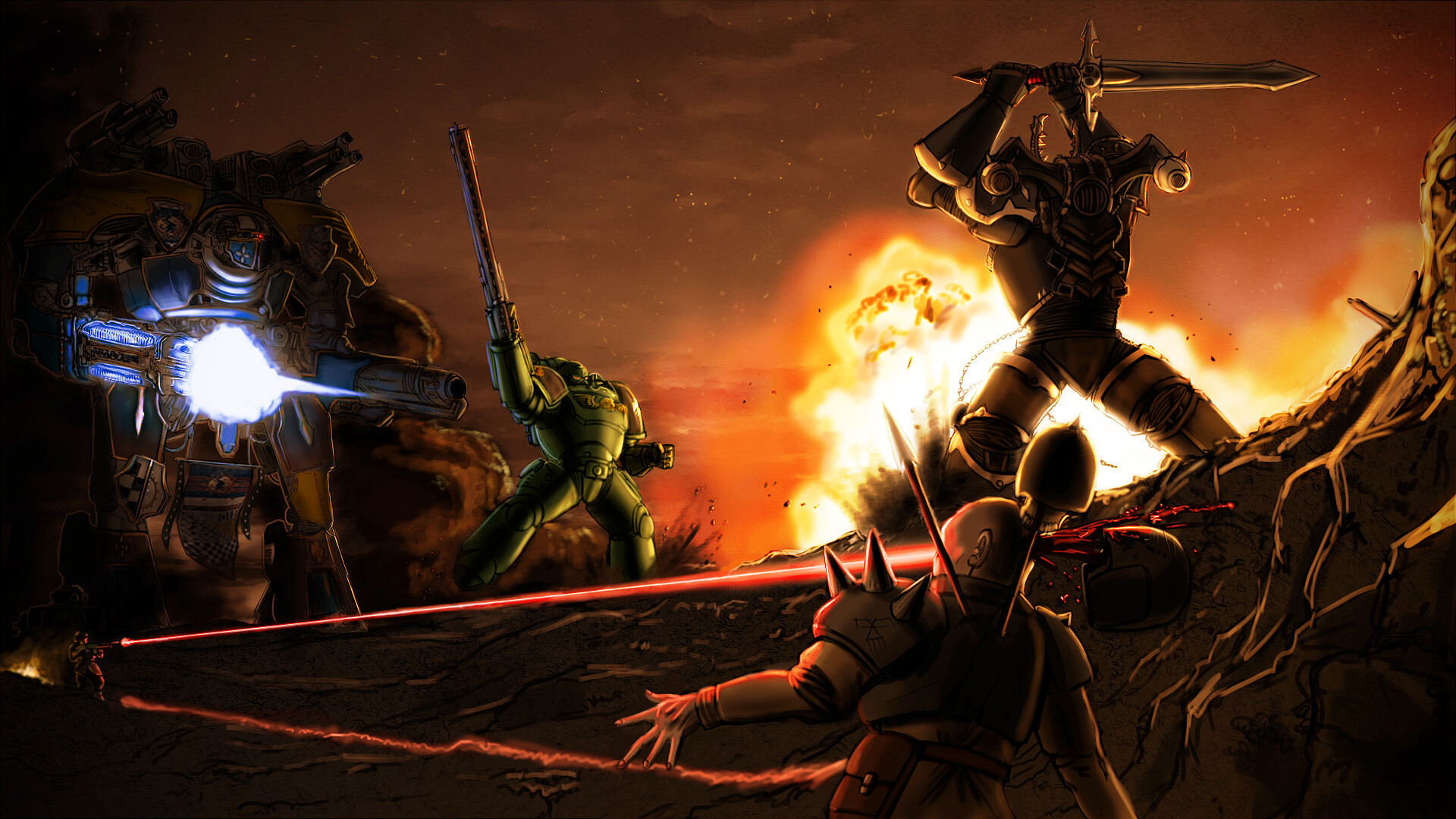 ArtStation - Warhammer 40000 Fan Art Illustration: Imperium of Man vs Chaos