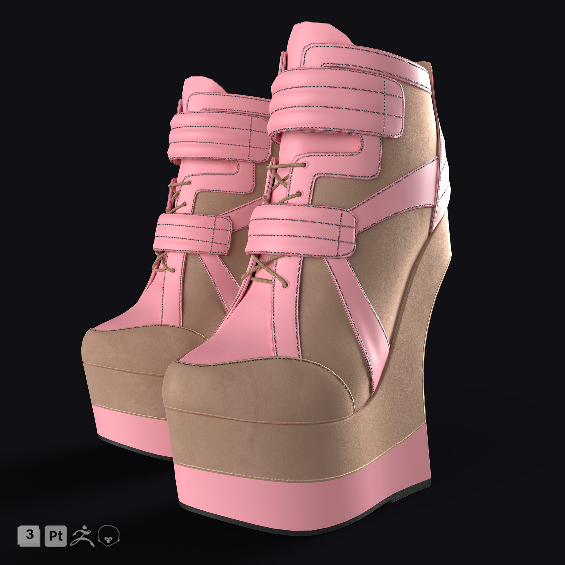 S.Javad Hashemi - High Heel Ankle Boots Low-poly 3D model PBR Textures