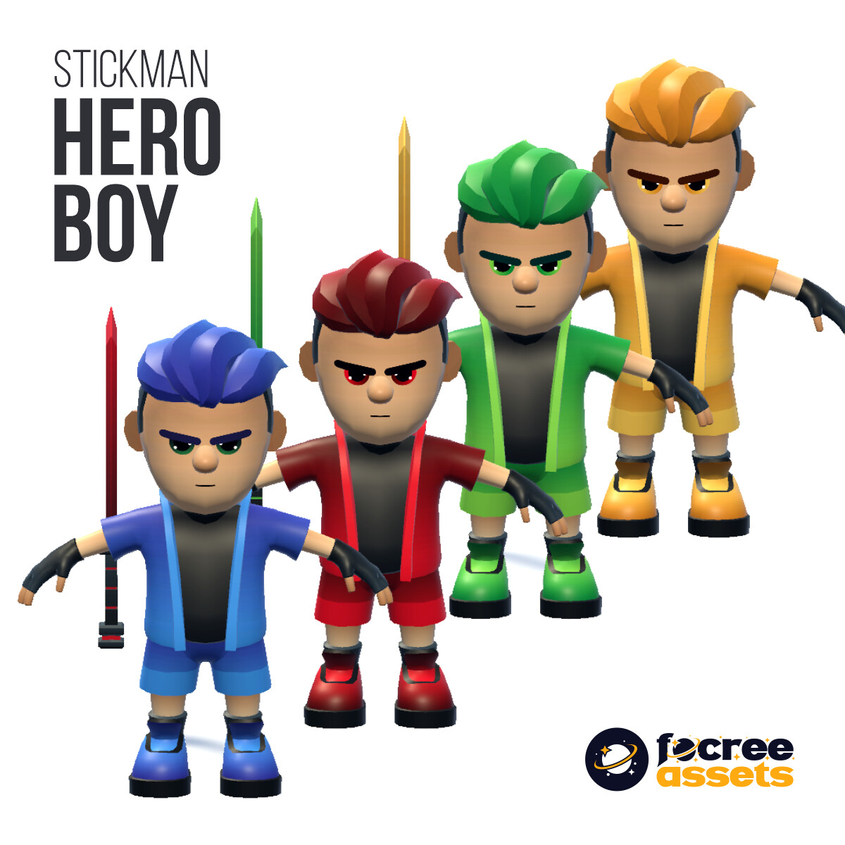 ArtStation - Stickman Hero Boy- Character Pack