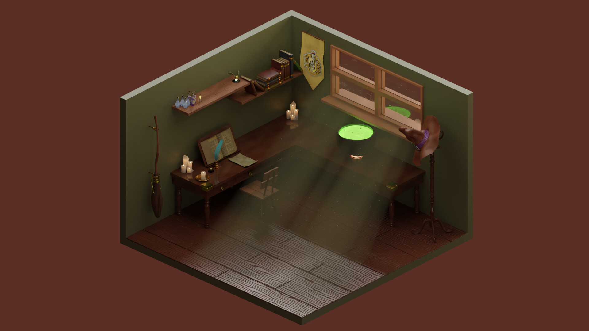 ArtStation - harry potter's style isometric room