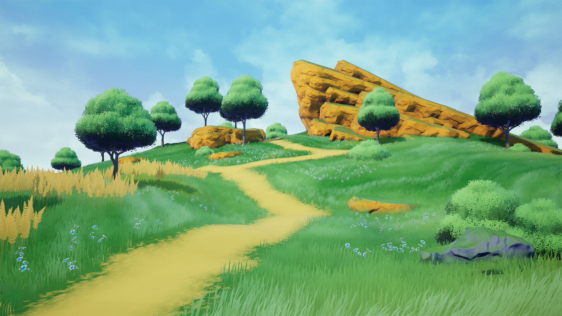 ArtStation - Hill Trail - Stylized Environment - Unreal Engine