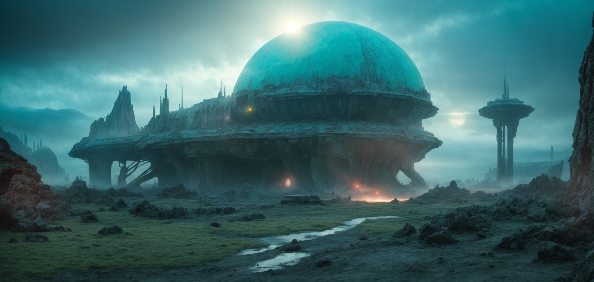 ArtStation - Останки чужой цивилизации на инопланетной локации.