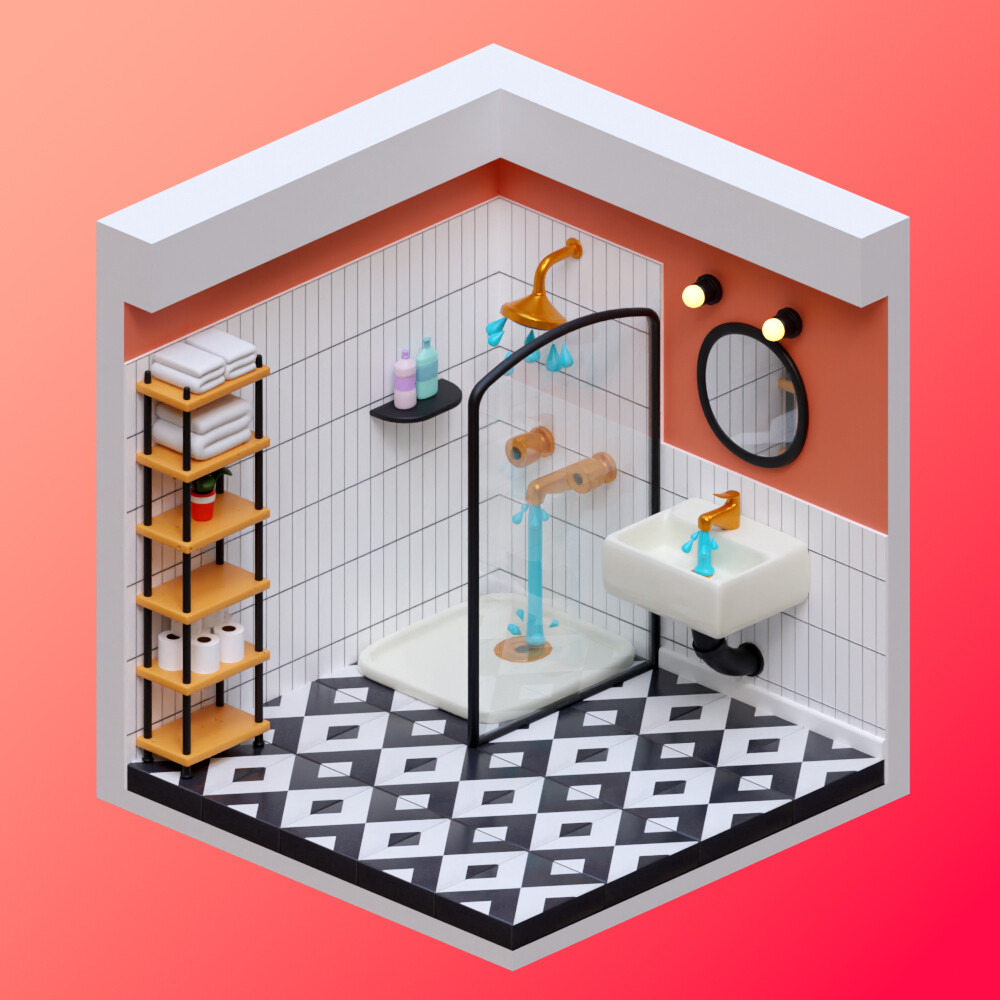 ArtStation - Isometric bathroom