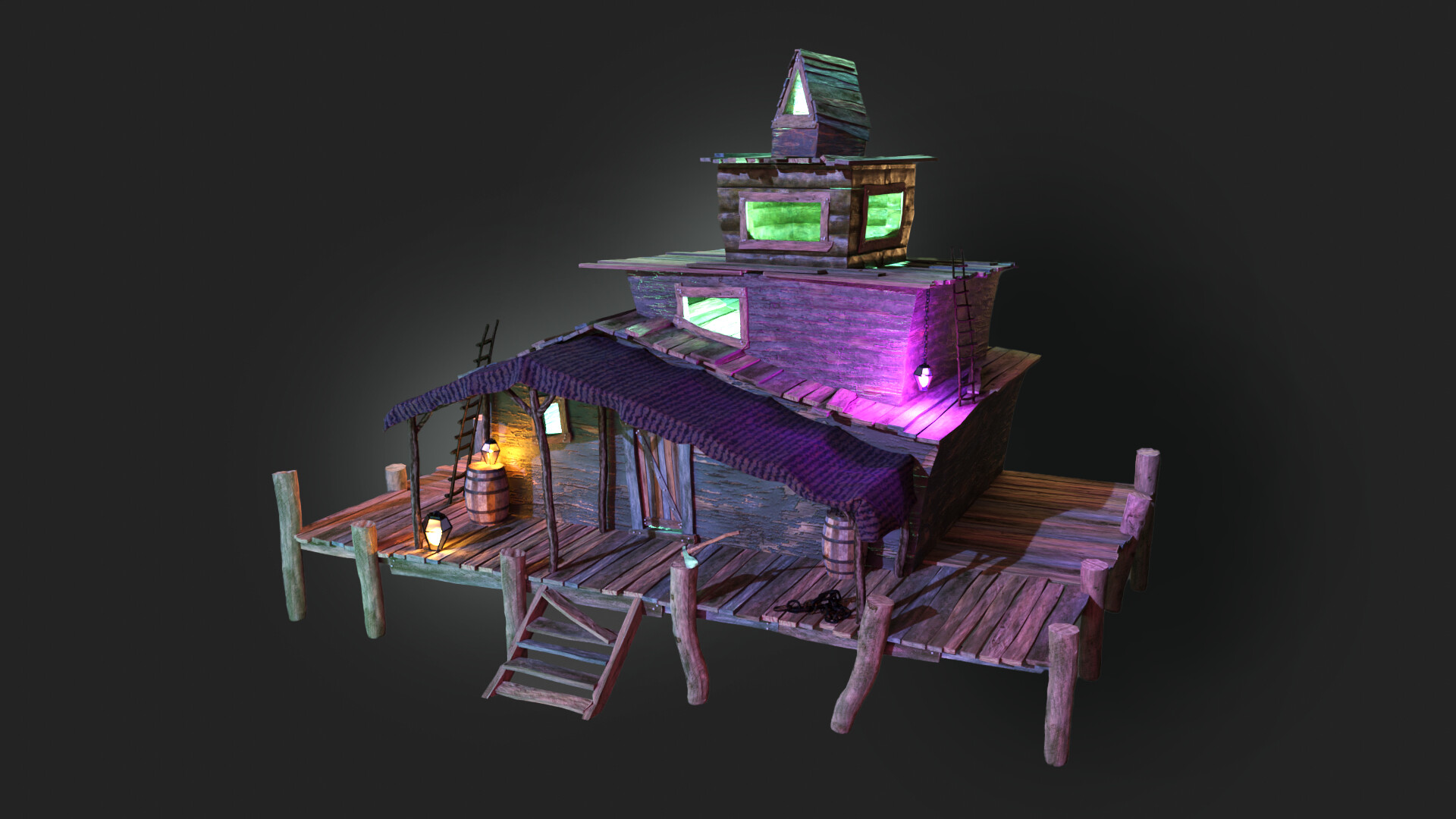 ArtStation - Astray - Creepy abandoned hut in the woods