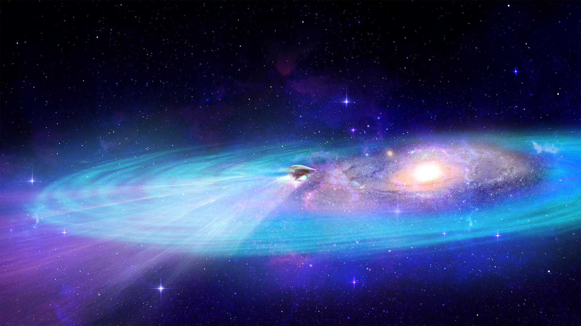 ArtStation - ALONE: Spaceship moves towards galaxy colour key