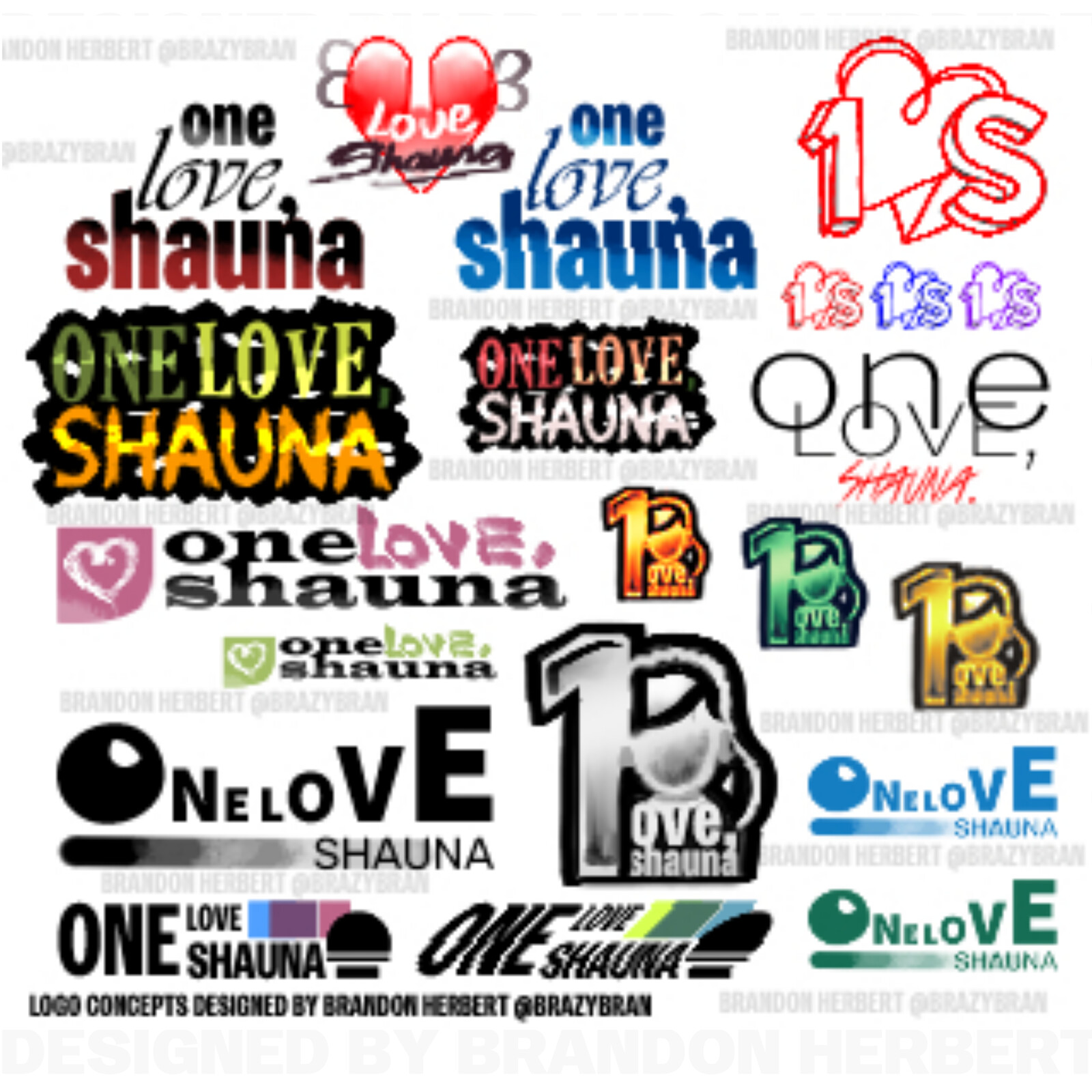 Brandon Herbert - One Love, Shauna Logo Design Concept Sheet