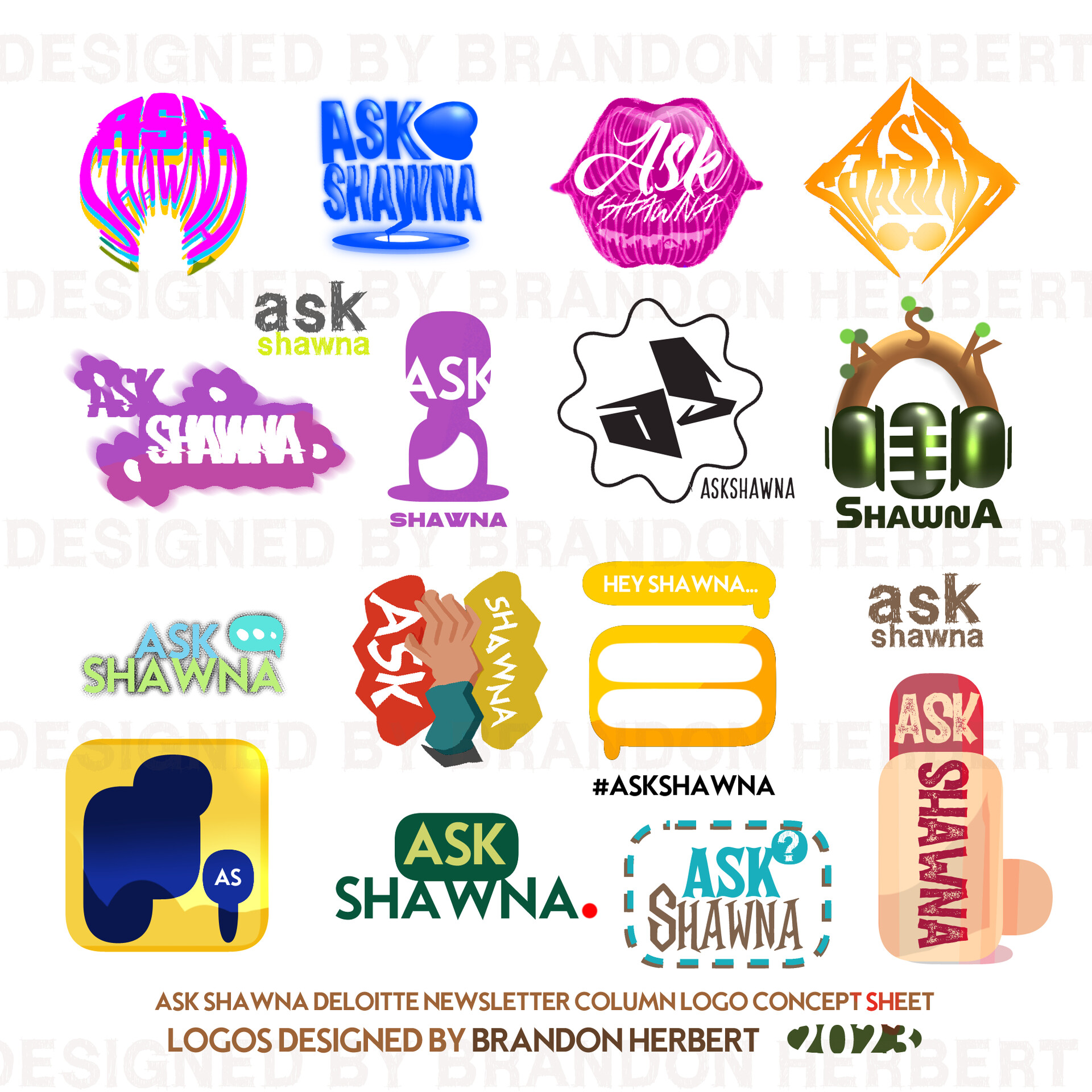 ArtStation - Ask Shauna Logo Design Concept Sheet v2