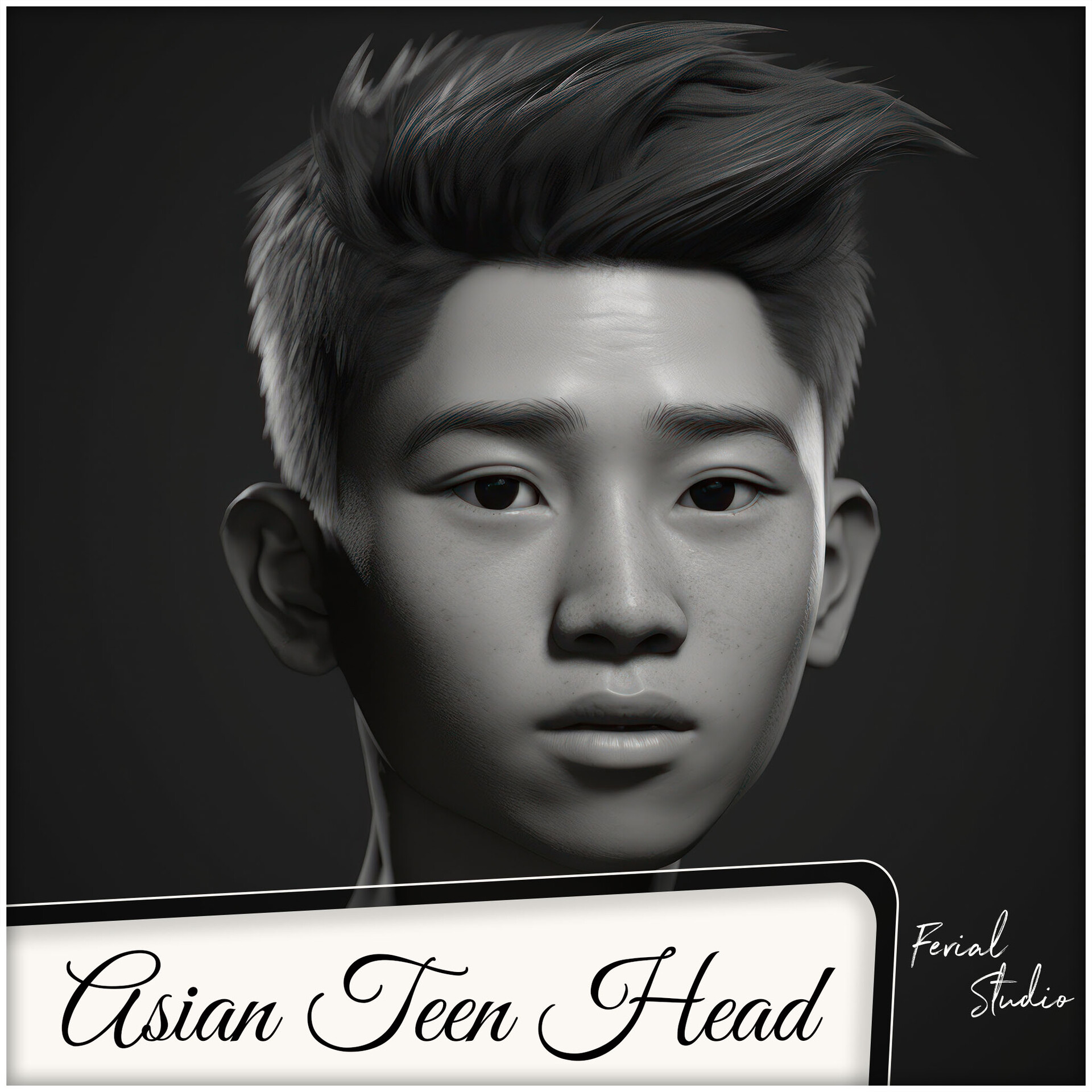 ArtStation - 🔹200 Teen Head Sculpt - Asian Reference Image Pack v.21