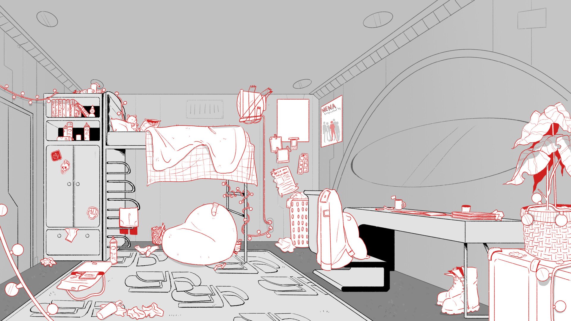 ArtStation - High in the Sky Dorm Room Background Designs