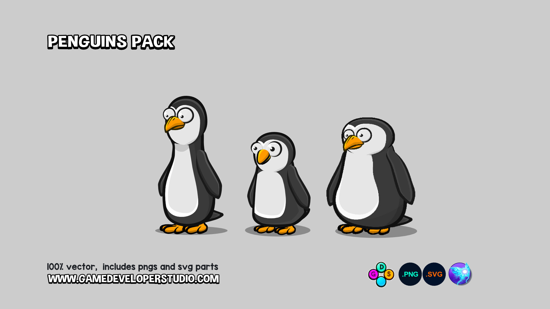 Robert Brooks - Three Animated penguin 2d game sprites