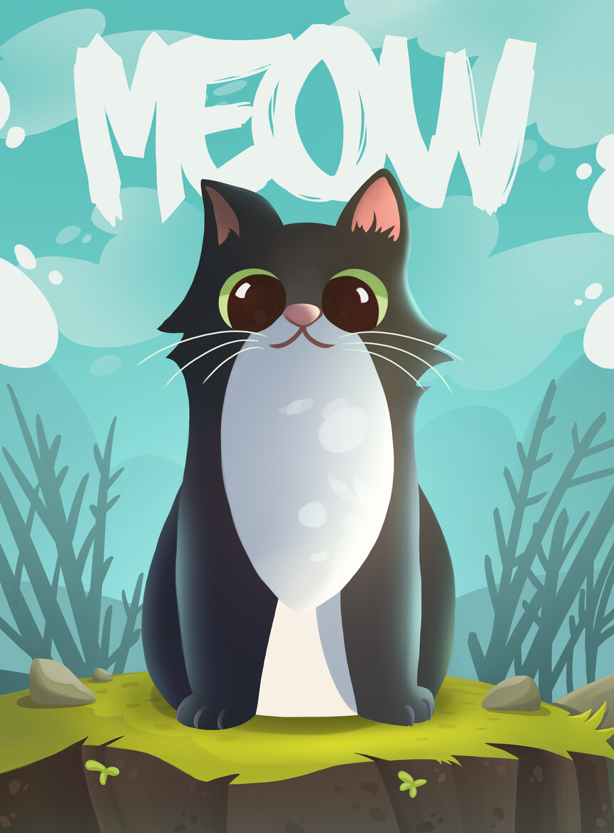 ArtStation - Meow Poster cat