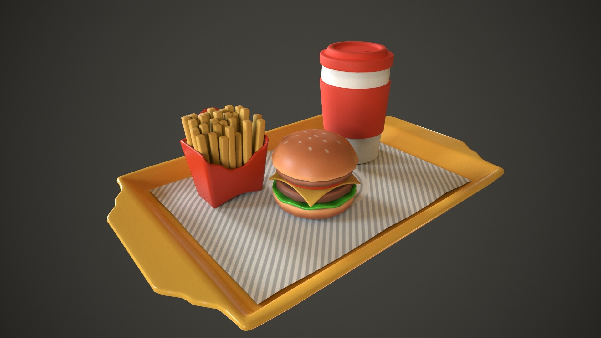 ArtStation - Fast Food Cartoon Style Low-poly 3D model