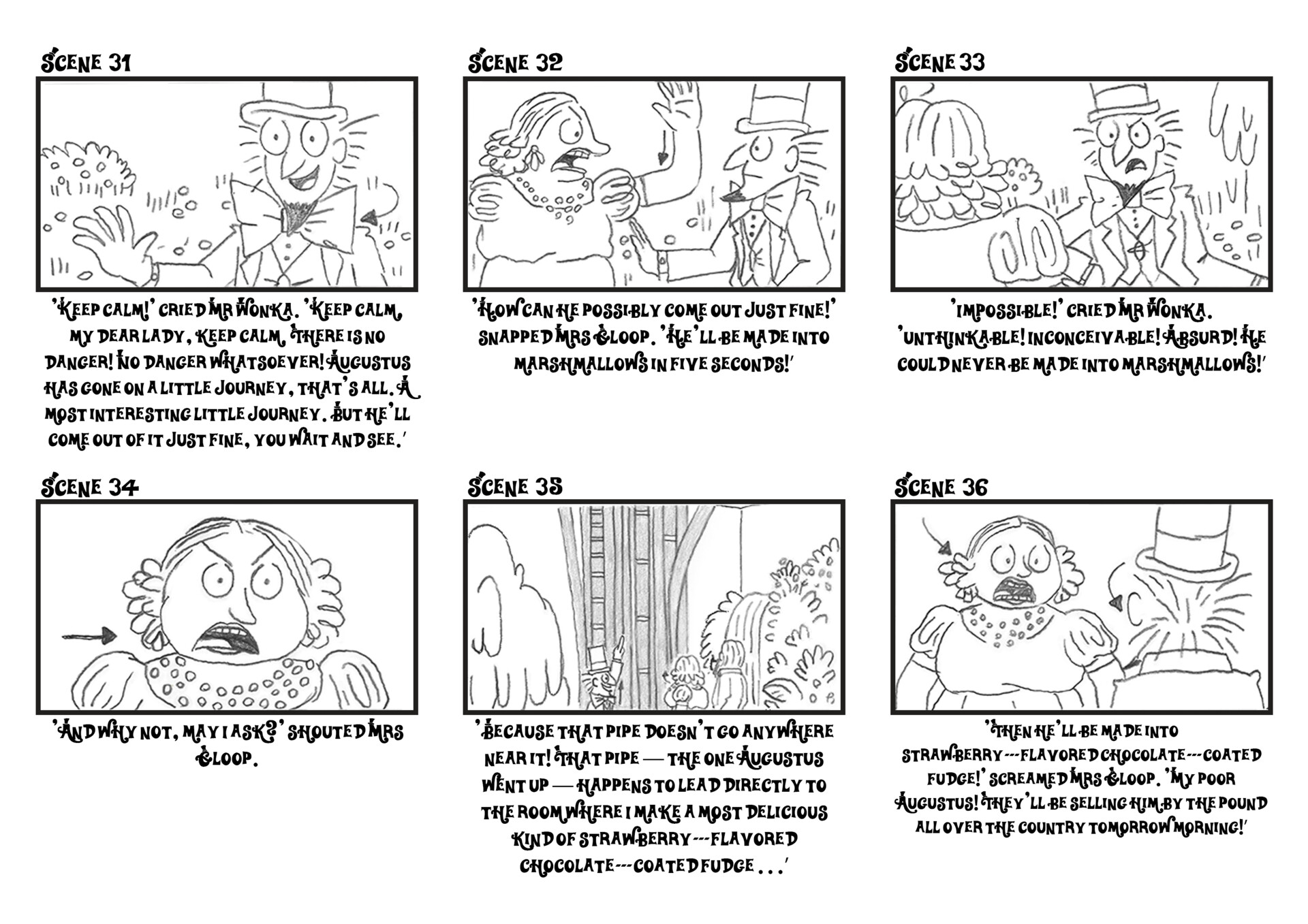 Shadrak Wilde - 'Augustus Gloop Goes up the Pipe' Storyboard Scenes