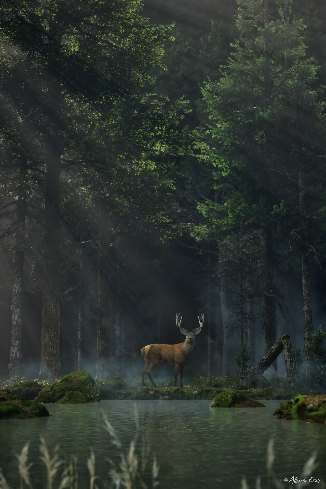 ArtStation - Deer in Forest