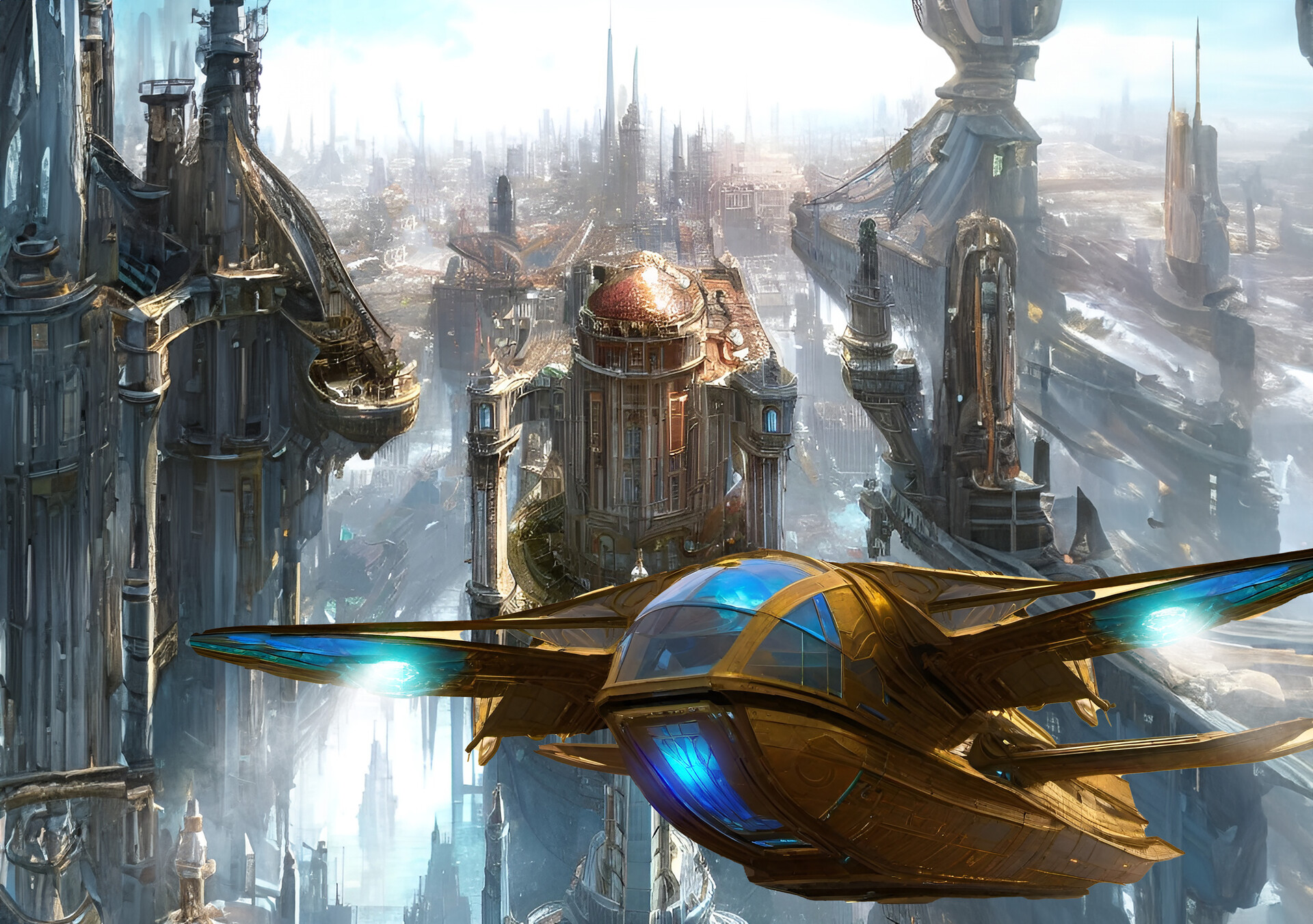 ArtStation - Static ship over the river city