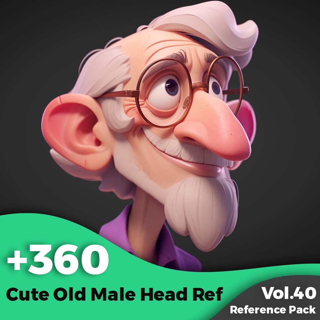 ArtStation - +360 Cute Old Male Head References(4k)