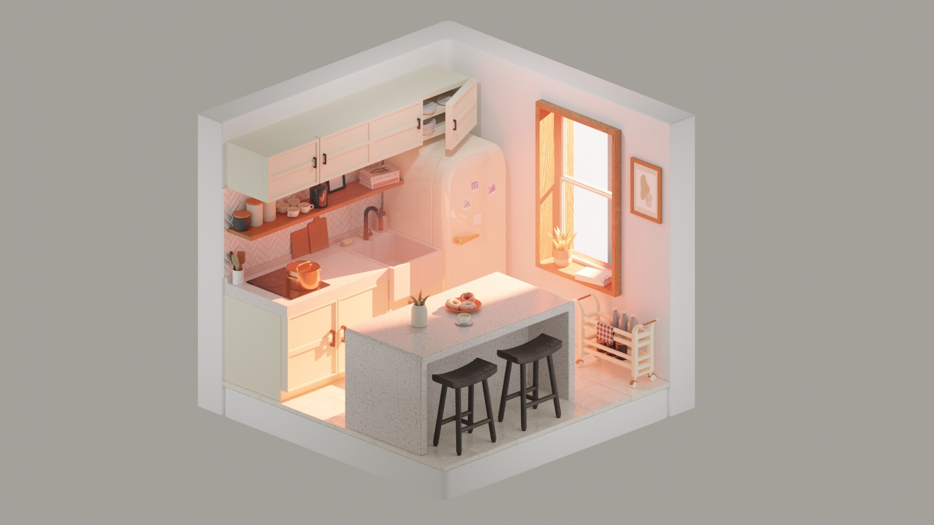 ArtStation - 3D Isometric Kitchen