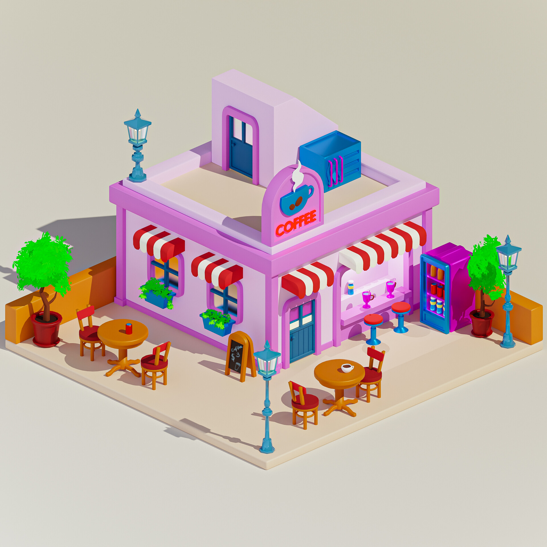 ArtStation - Izometric Coffee Shop Modeling