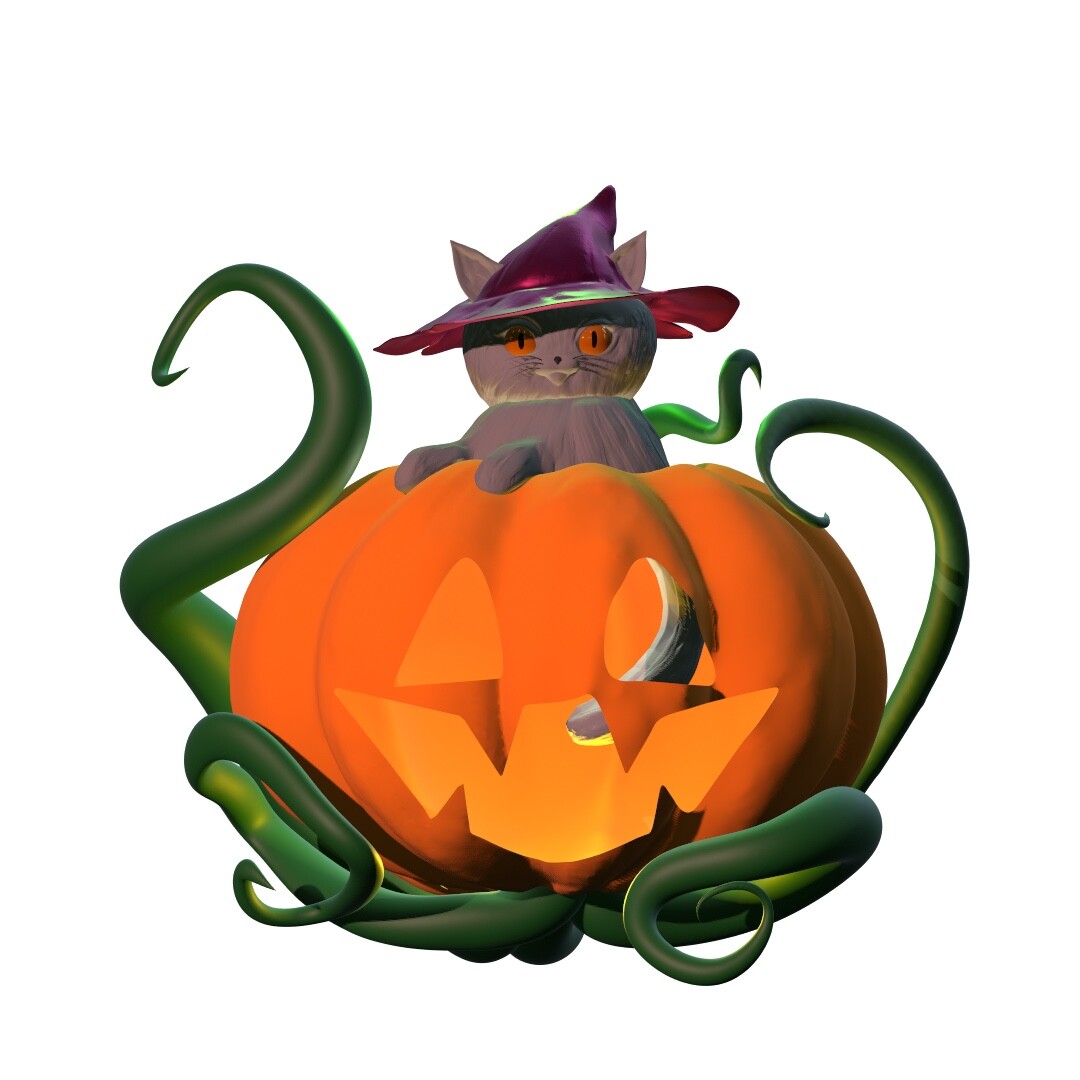 ArtStation - Cat in pumpkin