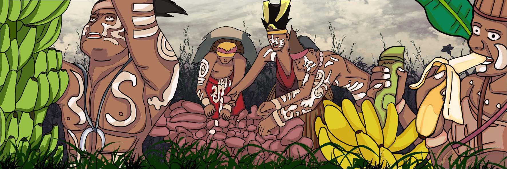 ArtStation - LOCAL FOOD AND PAPUAN CULTURE - Panoramic Drawing