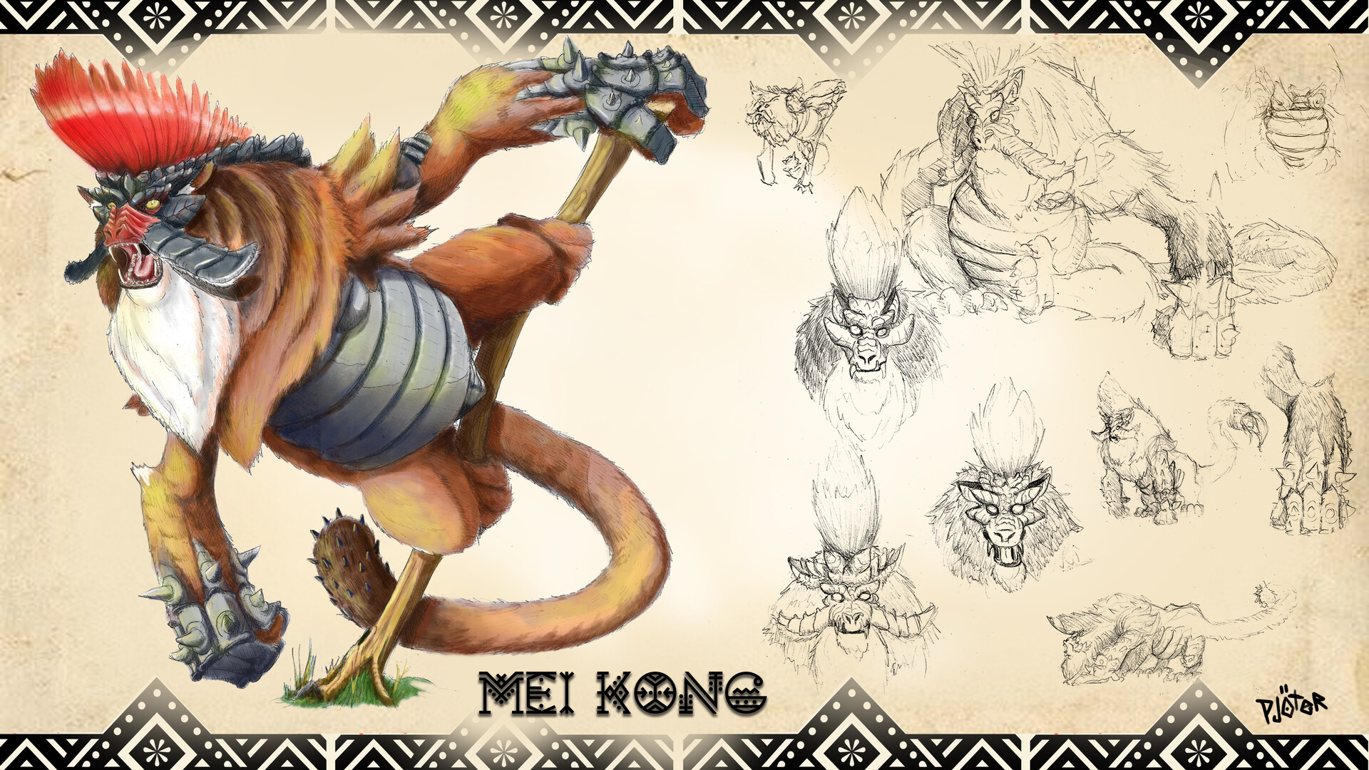 ArtStation - Mei Kong - Punk Monkey Brawler Monster - Creature Design ...