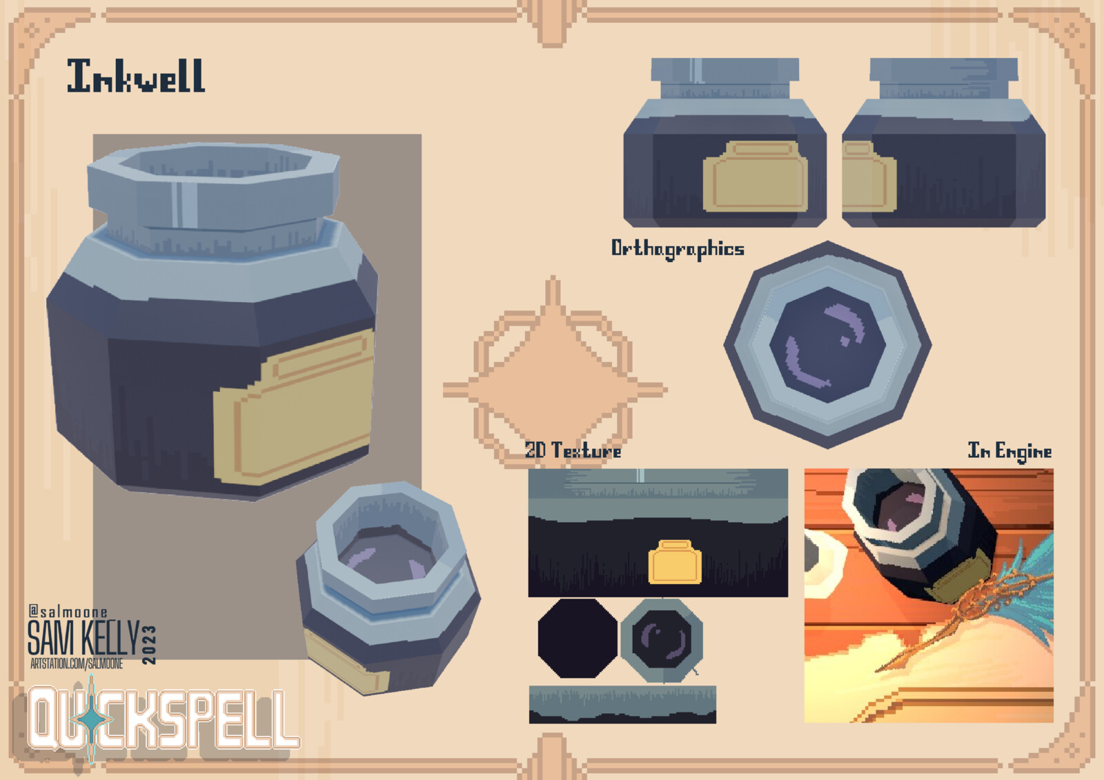 Sam Kelly - Quickspell - Lowpoly Pixel art models and Prop design