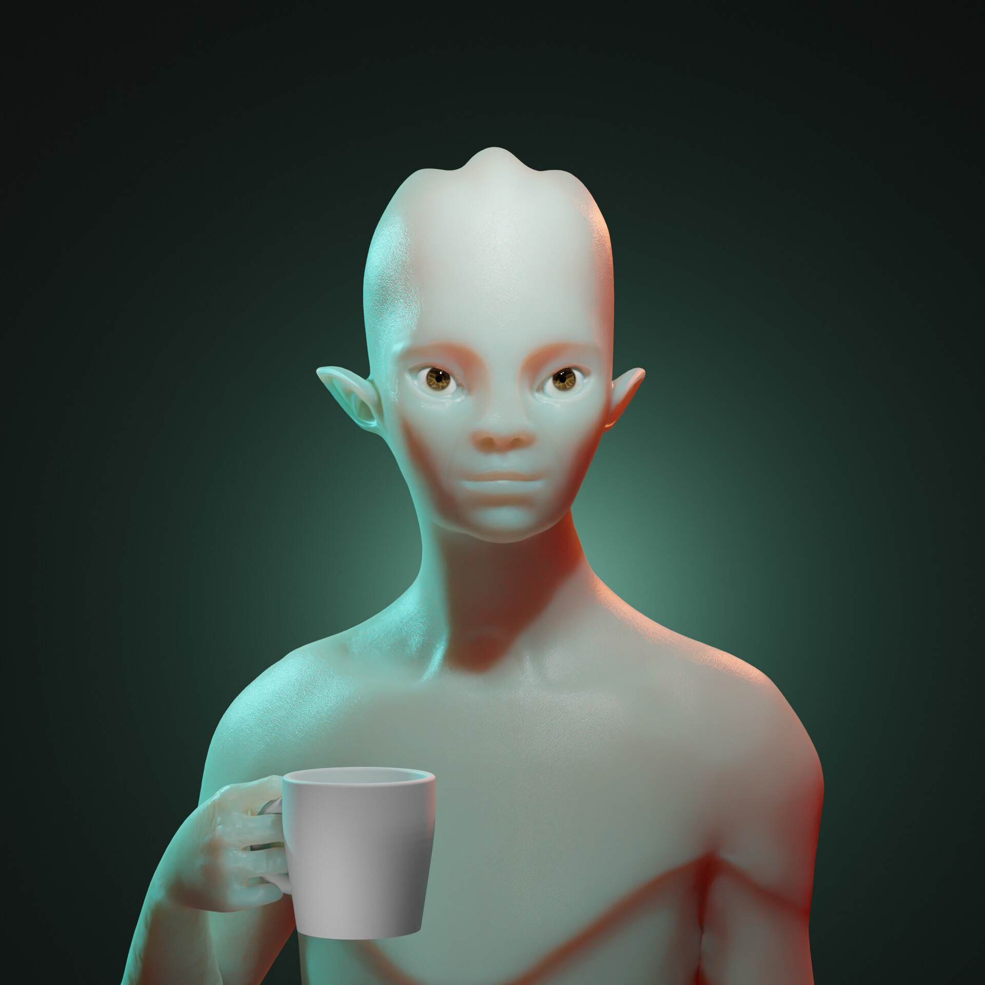 ArtStation - Alien guy holding a mug