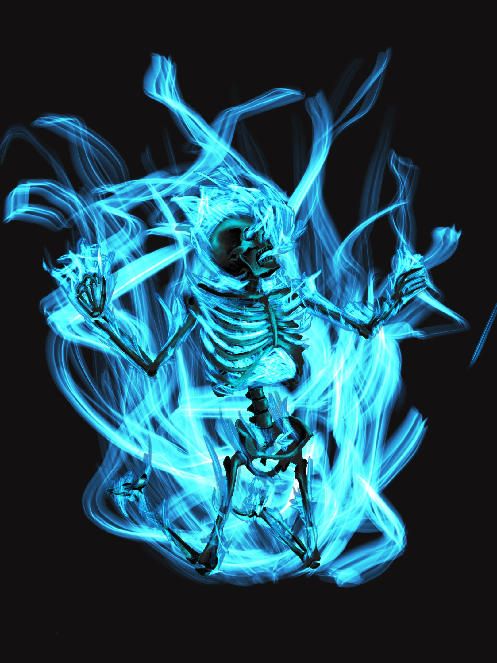 ArtStation - Skeleton engulfed in flames
