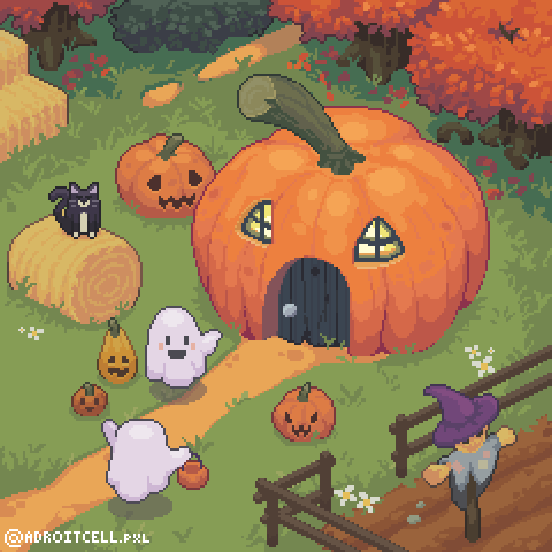 ArtStation - Pumpkin House Halloween Pixel Art