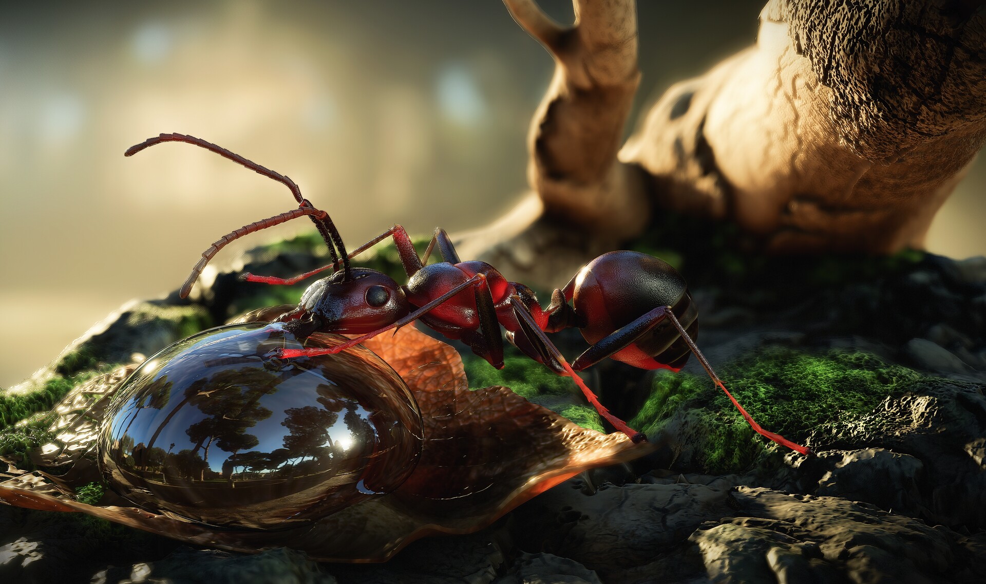 ArtStation - "An ant drinks a drop of dew" This is mobile sculting! ( nomad sculpt)