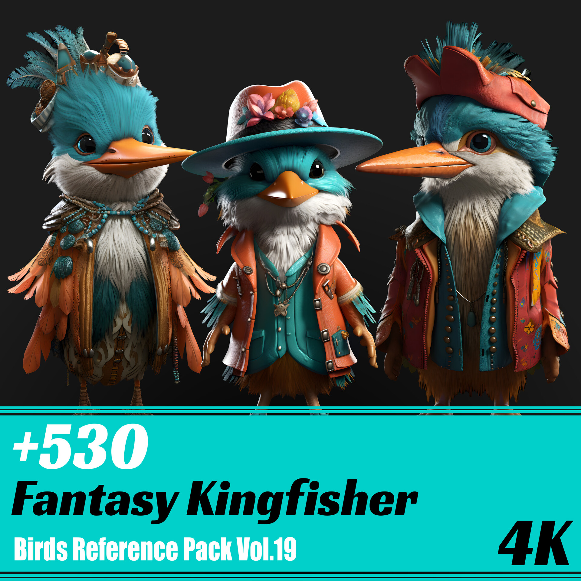 ArtStation - +530 Fantasy Kingfisher | 4K | Birds Reference Pack Vol.19