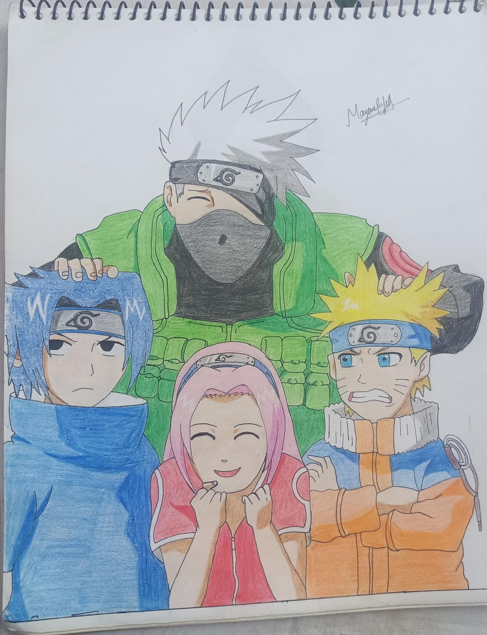 how to draw naruto sasuke sakura and kakashi