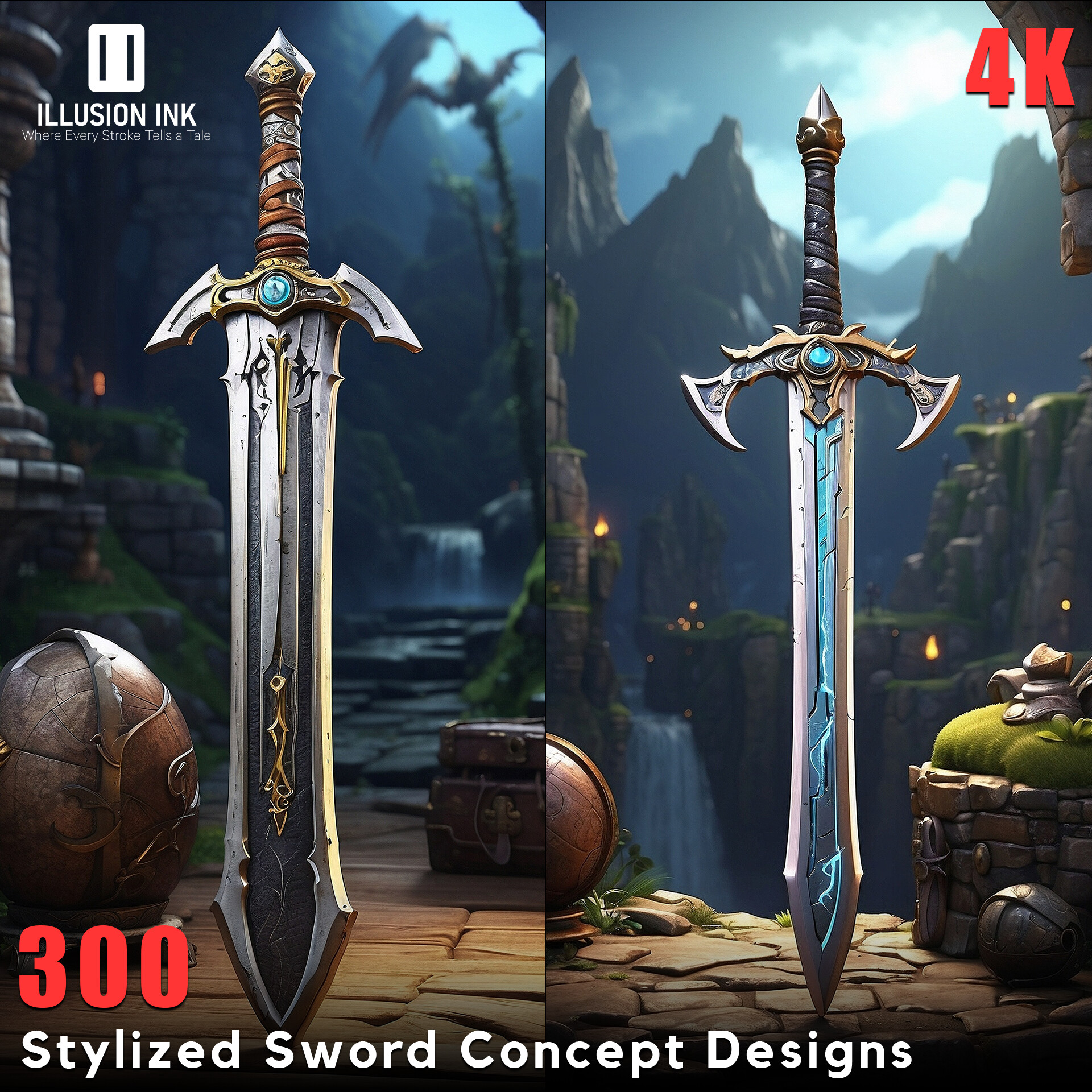 ArtStation - 300 Stylized Sword Concept Designs | 4K