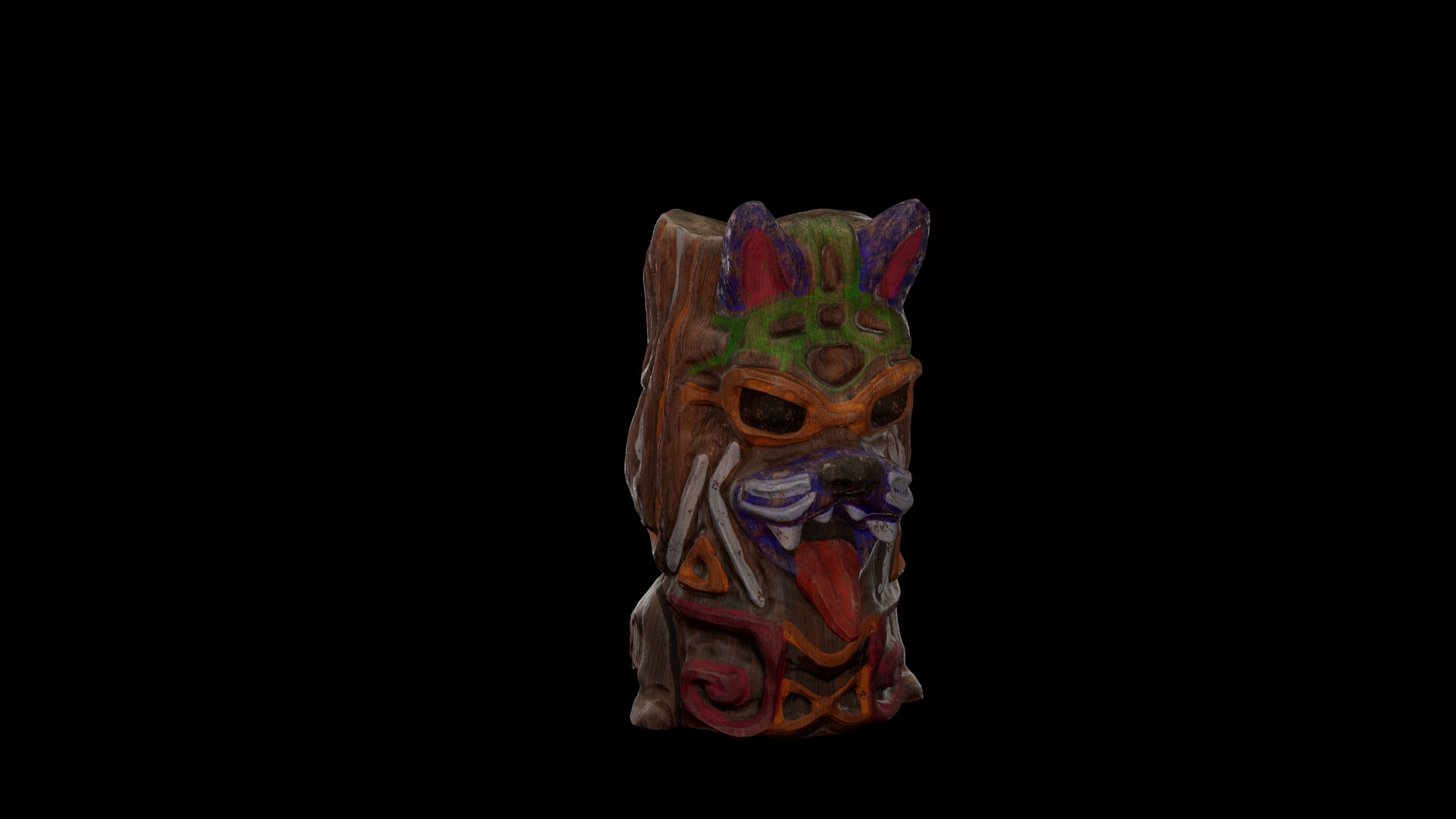 ArtStation - Wooden Tiki Dog Statue
