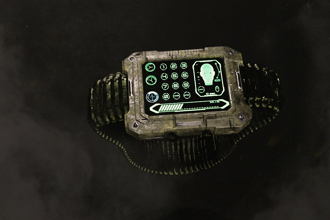 ArtStation - Grimey Sci-Fi Wristwatch (Pipboy Slim)