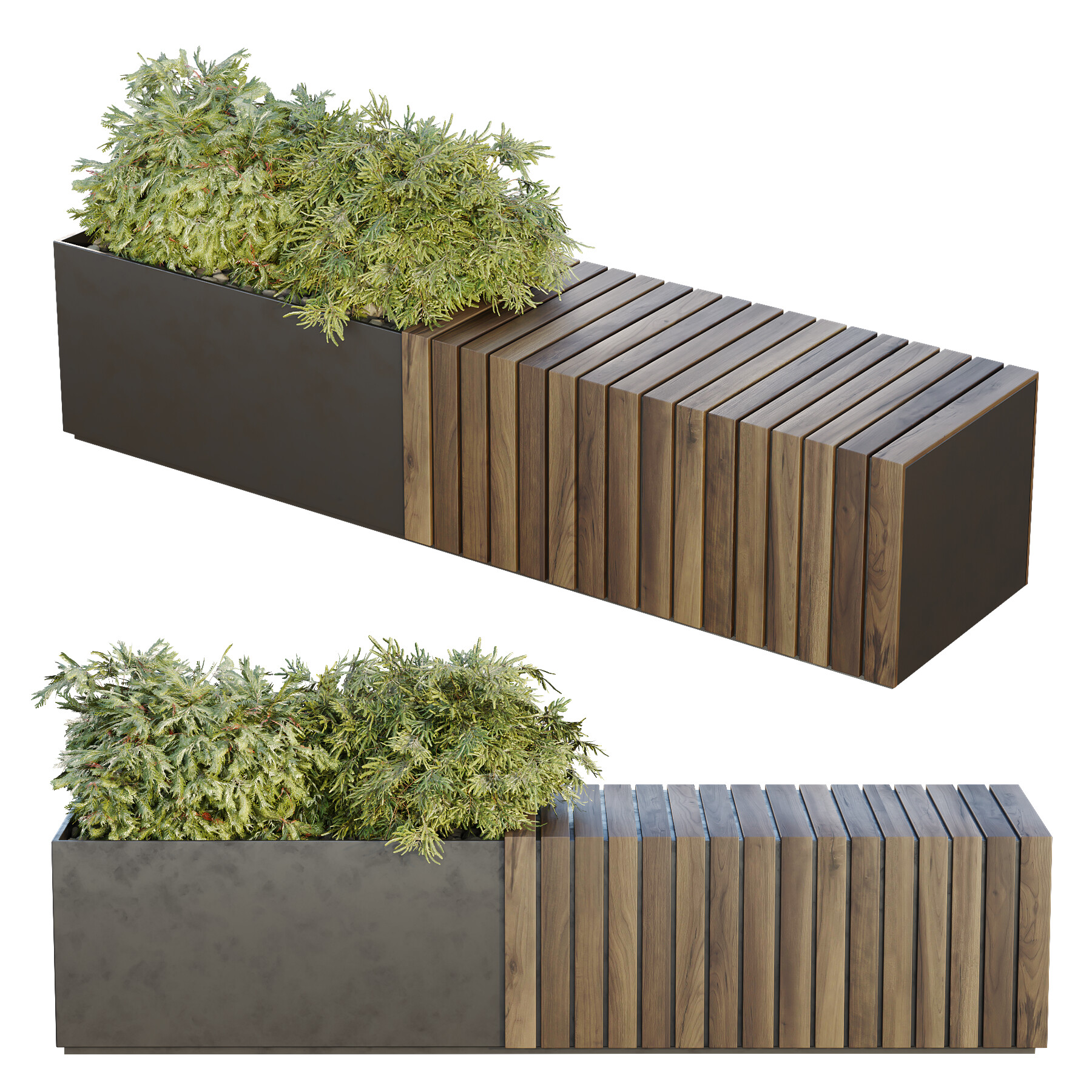 ArtStation - HQ Urban environment set of green plant benches 13