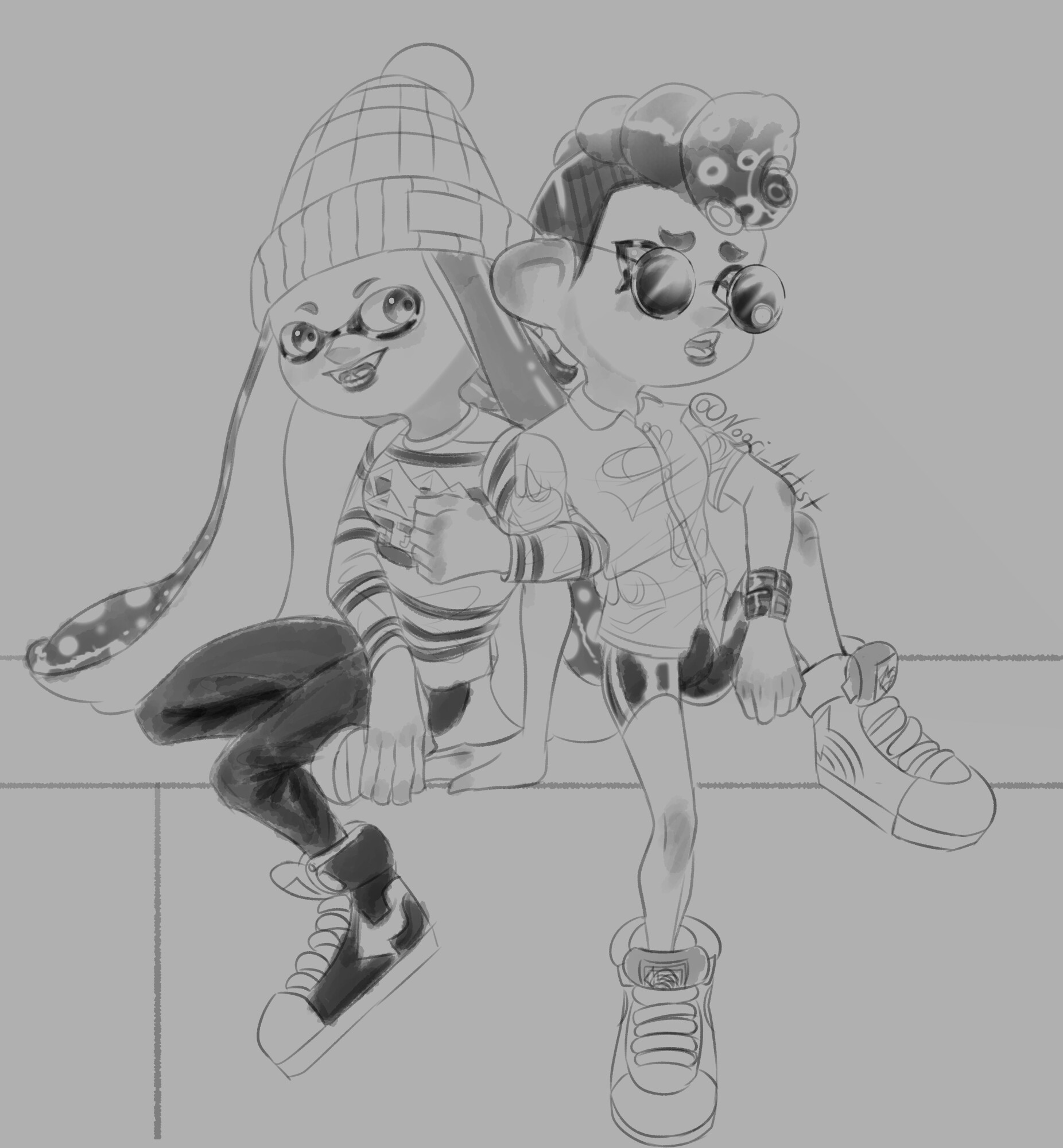 ArtStation - A inkling and a Octoling being best friends