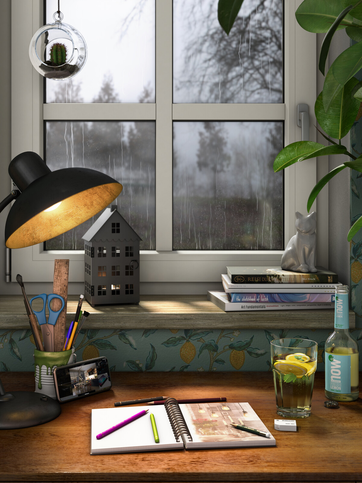 Sophia Homann - Lemon Room on a rainy day - Interior Rendering