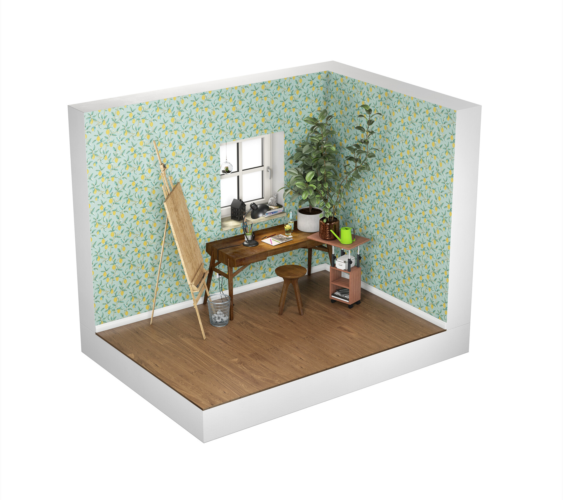 Sophia Homann - Lemon Room on a rainy day - Interior Rendering