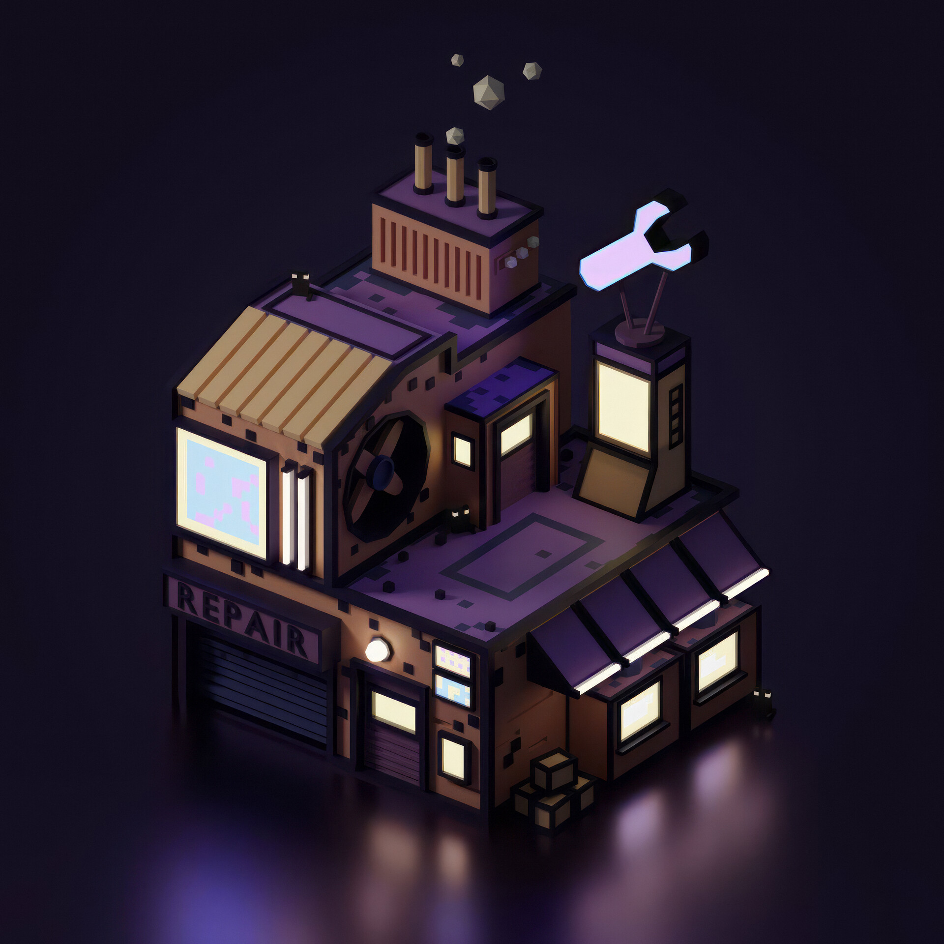 ArtStation - LowPoly Repair Shop
