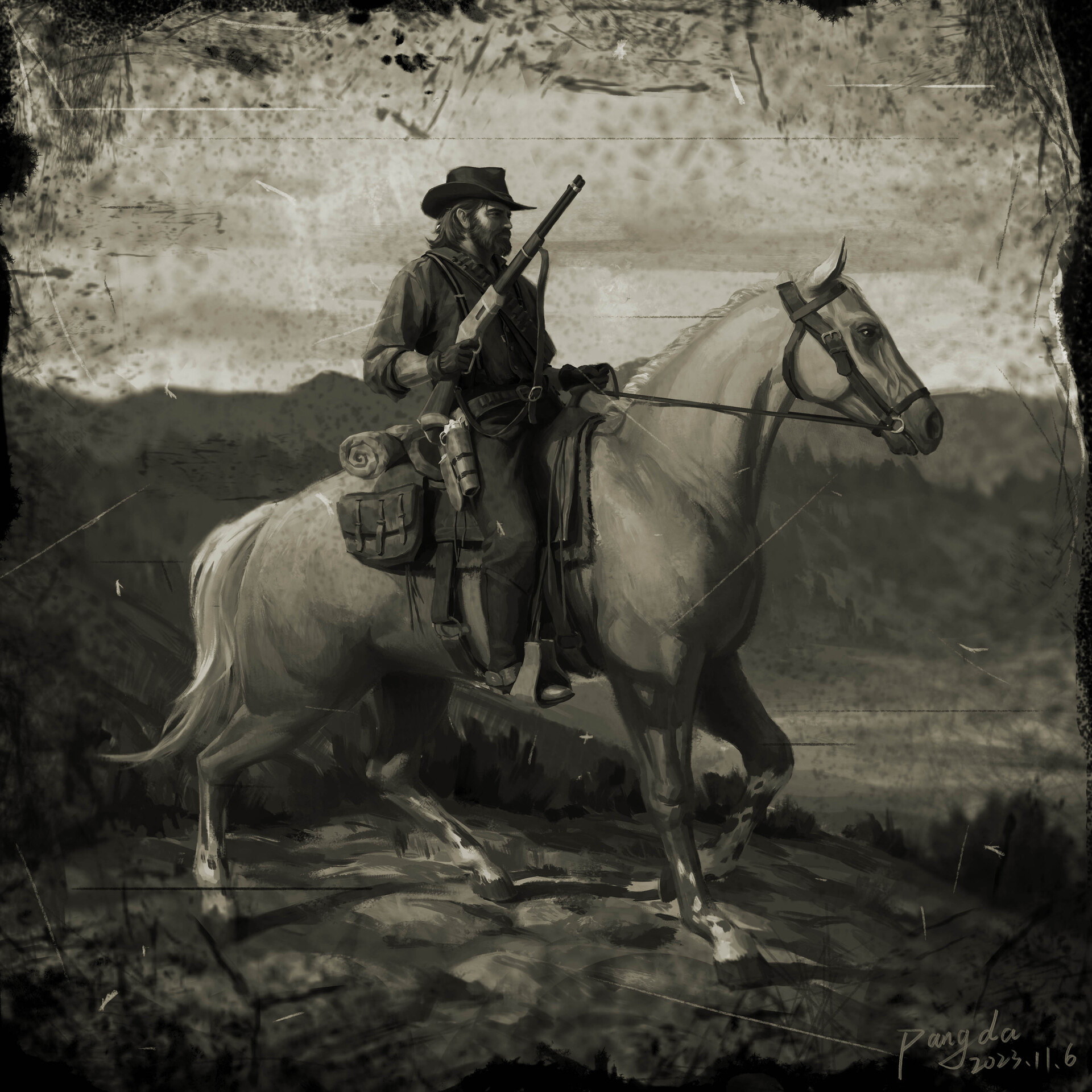 Pangda 胖达 - 重温大镖客摸鱼之亚瑟 Red Dead Redemption 2 fan art