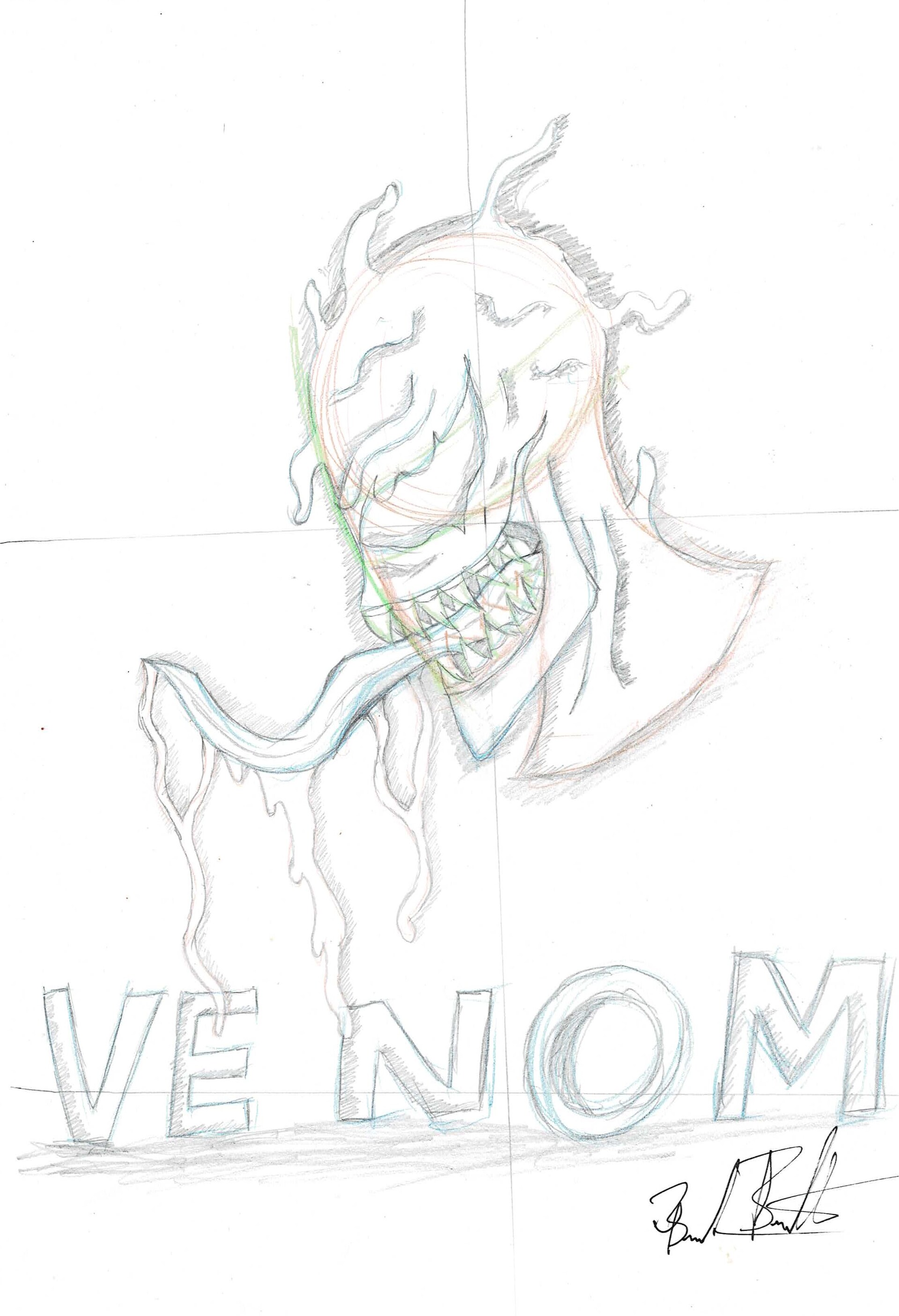 how to draw venom head step by step